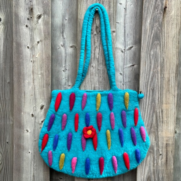 Bags | New Artisan Felted Wool Shoulder Bag With Zipper | Poshmark